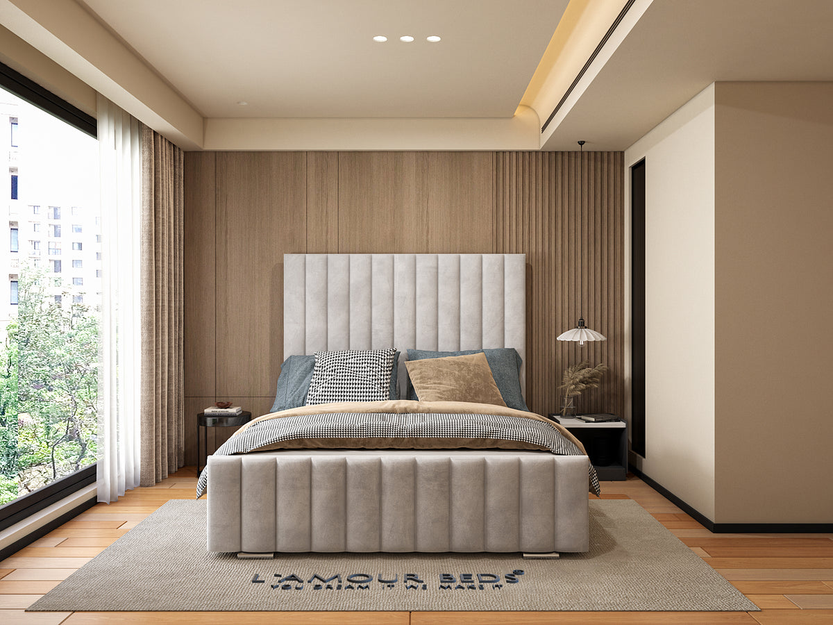 Grey Bed Frame with Black Border Trim – Frame beds |L'amour Beds