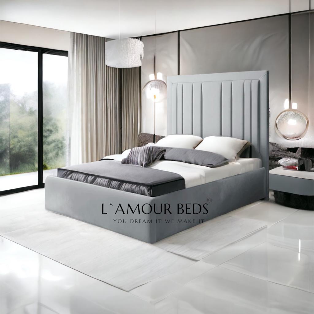 Hilton Border Panels Fabric Double Bed Frame – L'amour Beds