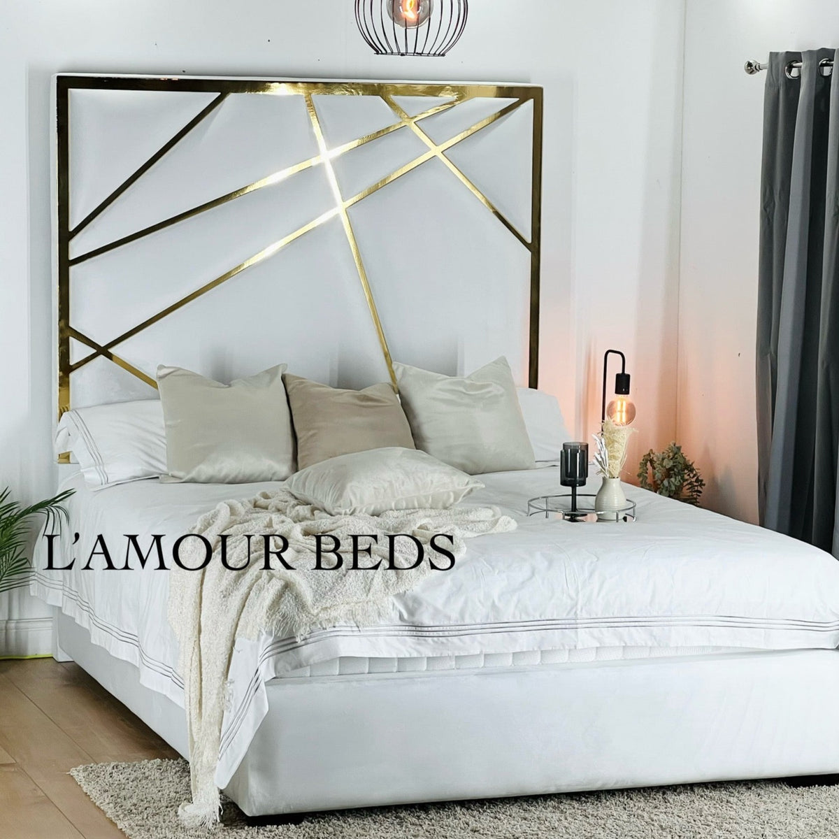 Matrix Panels Bed With Gold Stripes / L`AMOUR Beds – L'amour Beds